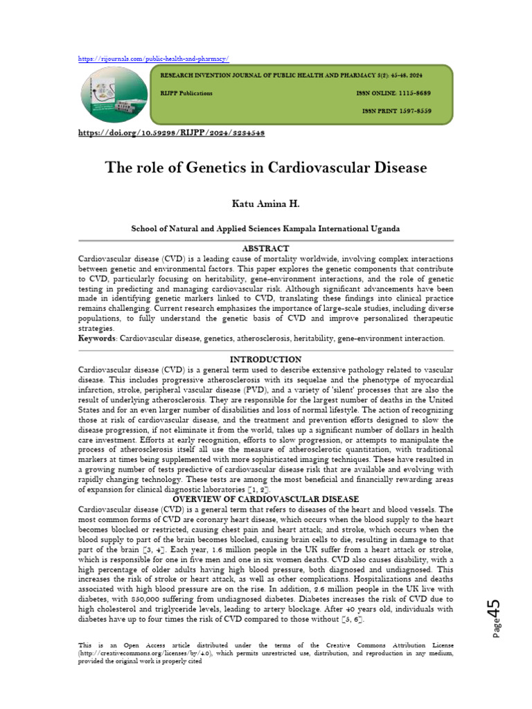 The Role of Genetics in Cardiovascular Disease (WWW - Kiu.ac - Ug ...