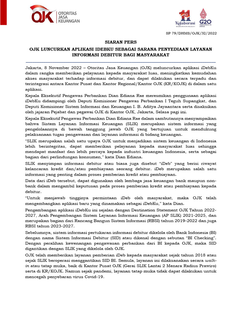 SP - Ojk Luncurkan Aplikasi Idebku Sebagai Sarana Penyediaan Layanan ...