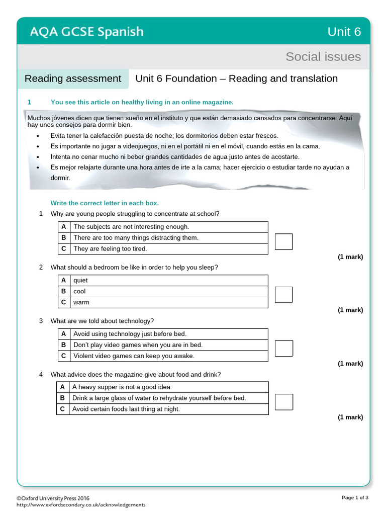 Social Issues Reading Assessment F | PDF