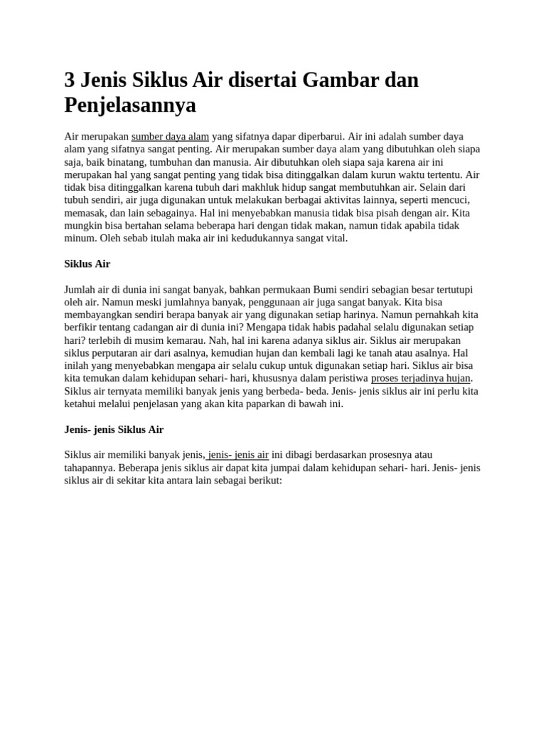 3 Jenis Siklus Air Disertai Gambar Dan Penjelasannya | PDF