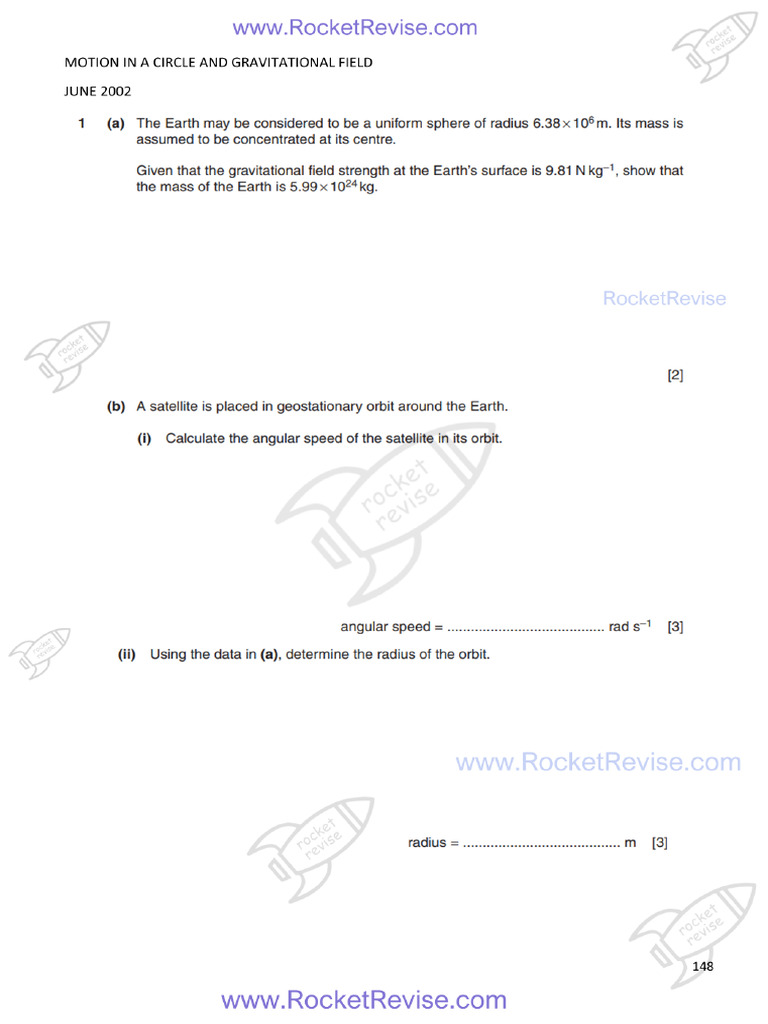 Motion in A Circle and Gravitational Field QP | PDF