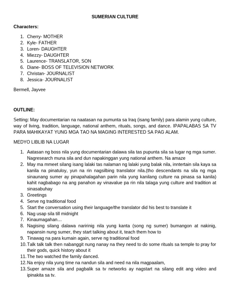 Sumerian Culture Script | PDF