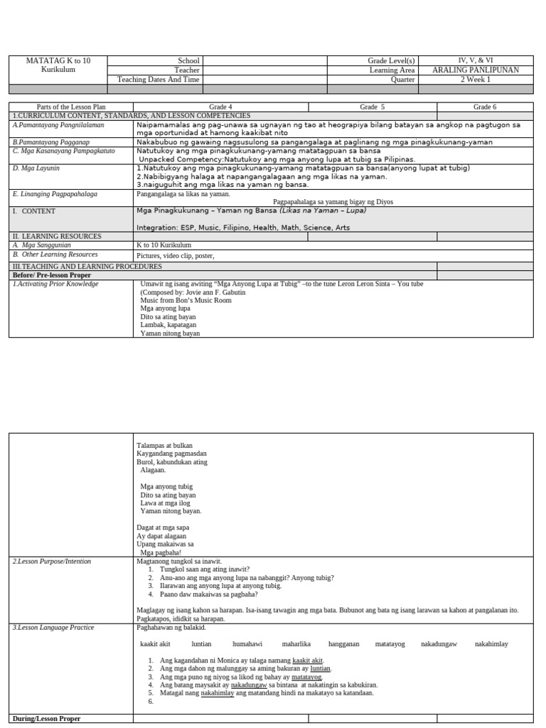 Demo Teachinglesson Exemplar - AP4 6 Q2W1 | PDF