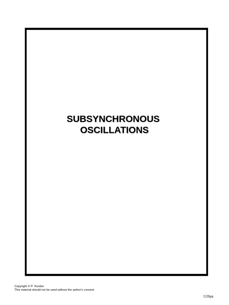 07 Subsynchronous Oscillations | PDF