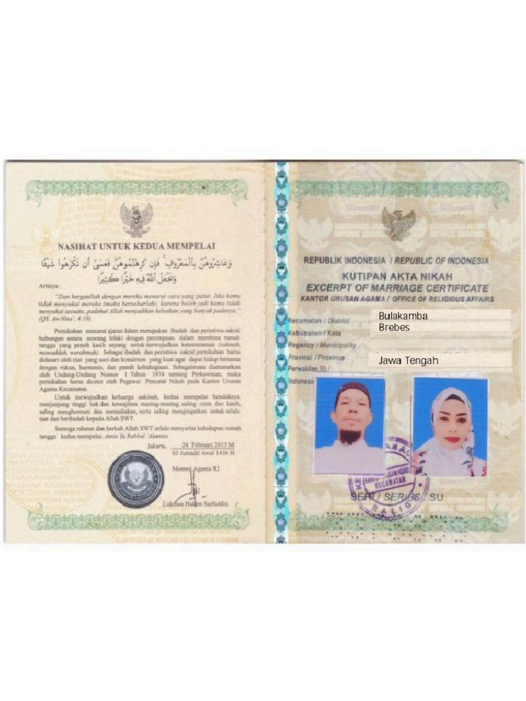 Dokumen Buku Nikah Rohman | PDF