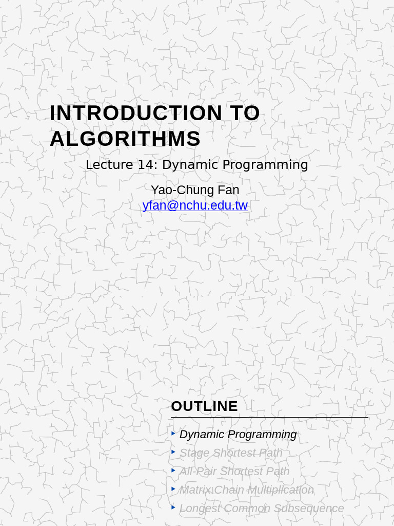 Algorithm Lecture 13 Introduction To Dynamic Programming 2023 | PDF