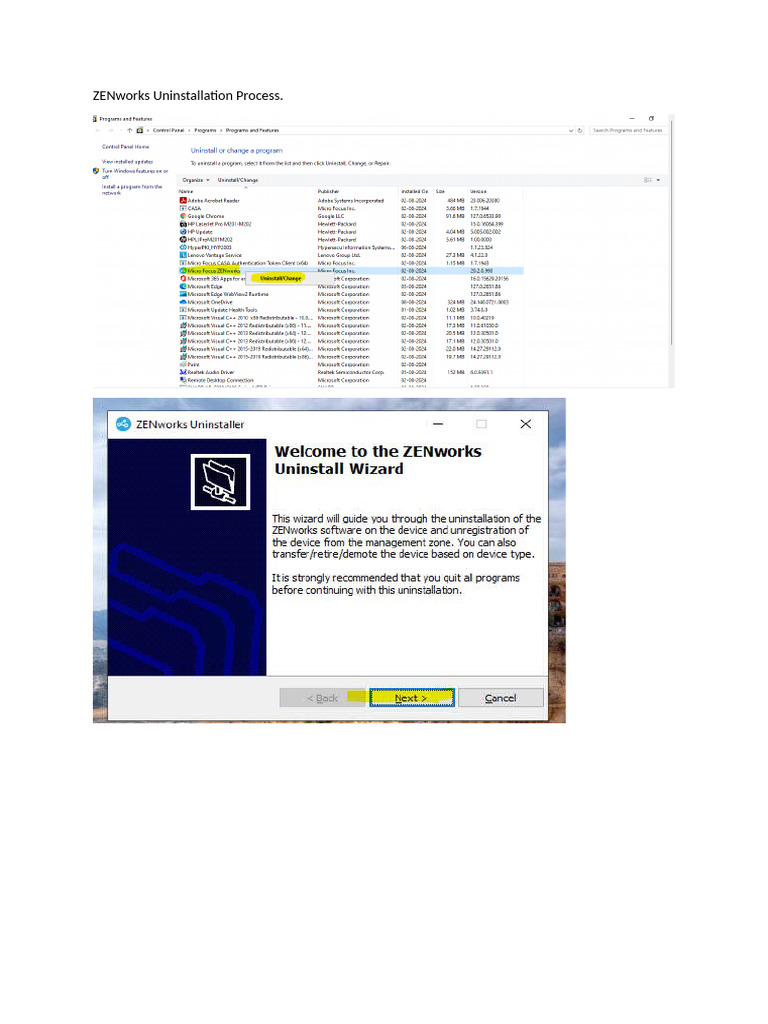ZENworks Uninstallation Process | PDF