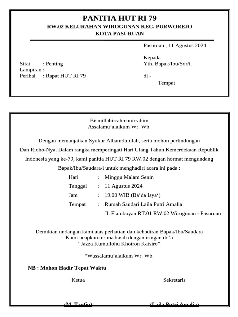 Undangan Hut Ri | PDF