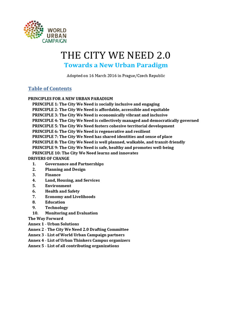 The City We Need TCWN 2.0 - ADOPTED | PDF | Policy | Sustainability