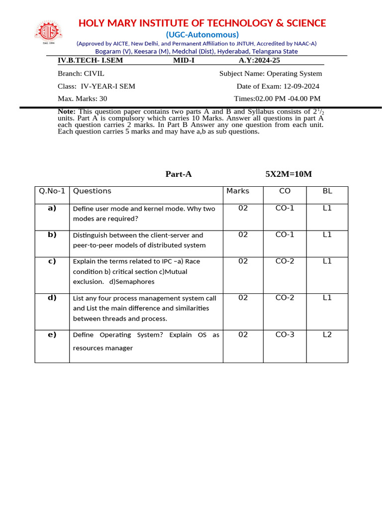 Os Mid - 1 | PDF