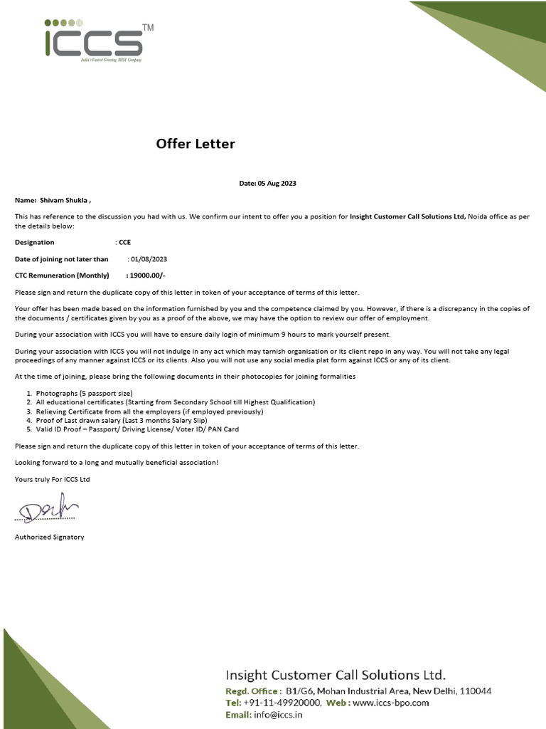Offer Letter | PDF