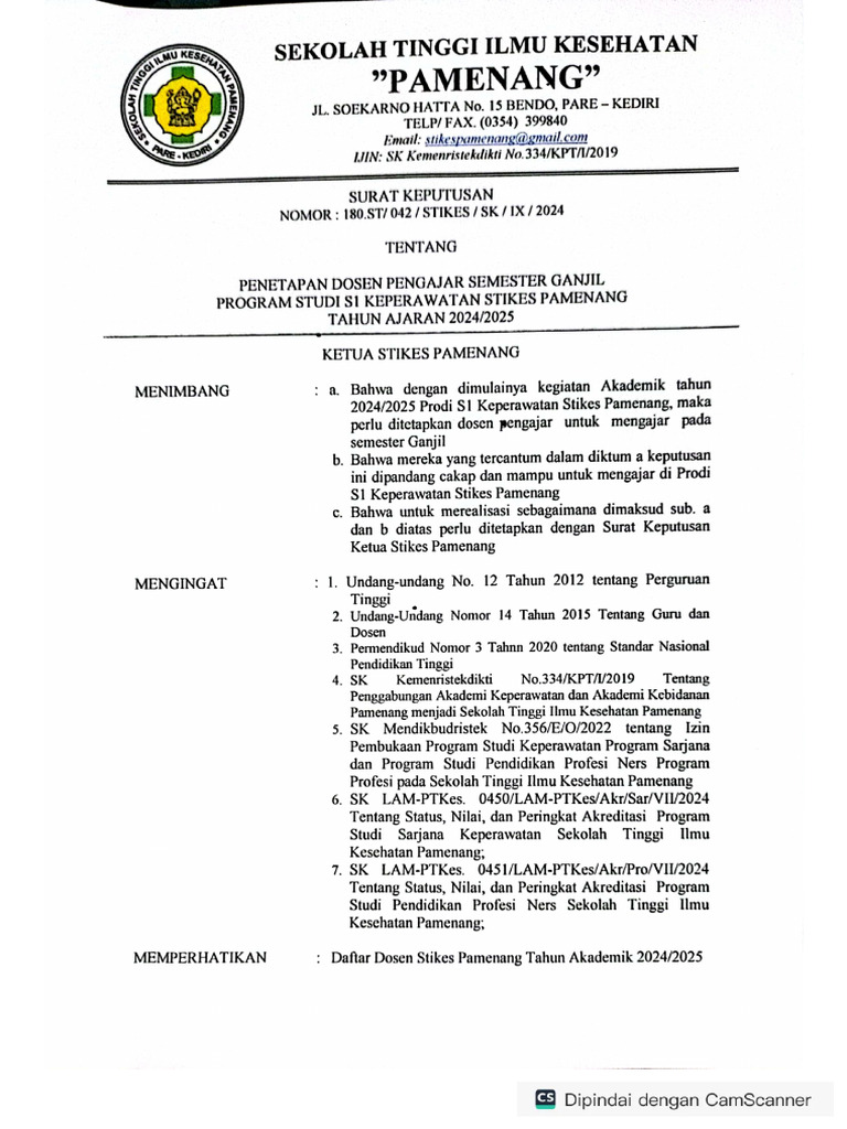 SK Mengajar Bu Zulva S1 Wat Ganjil 2425 | PDF