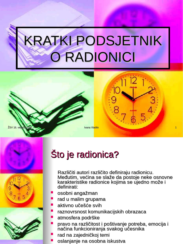 Kratki Podsjetnik o Radionici | PDF