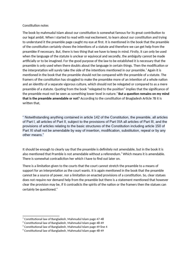 Constitution Notes | PDF