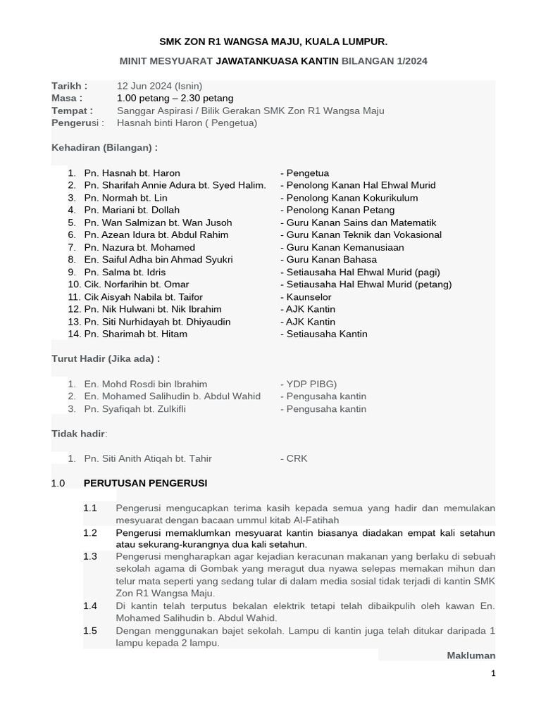 Edit 2 Minit Mesy Kantin 1 2024 | PDF