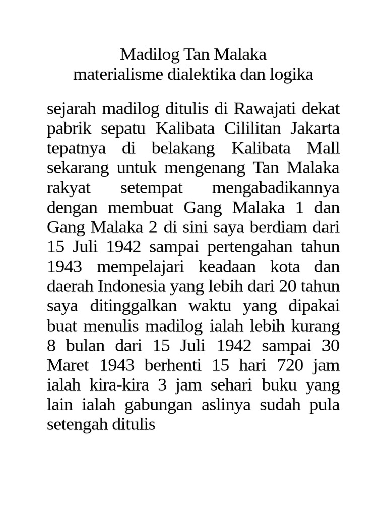 Madilog Tan Malaka | PDF