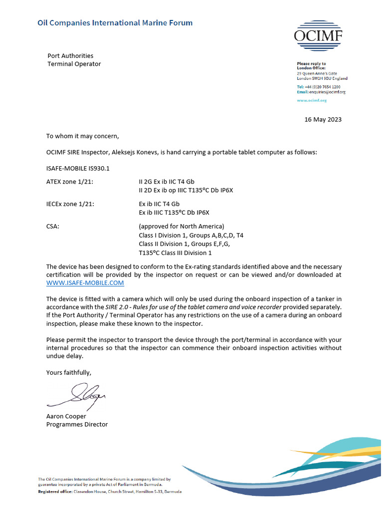 Tablet Terminal Letter | PDF