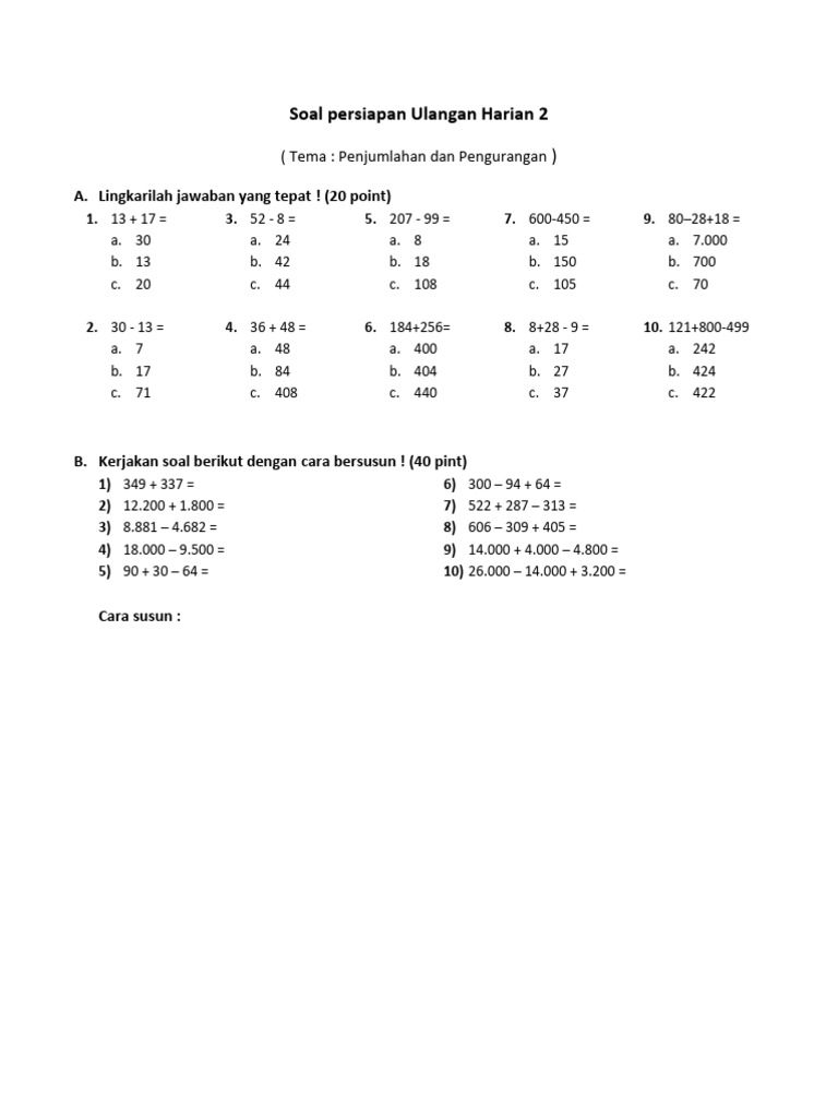 Soal Persiapan Ulangan Harian 2 | PDF