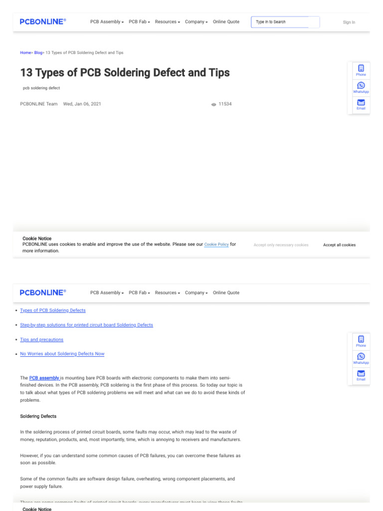 13 Types of PCB Soldering Defect and Tips | PDF
