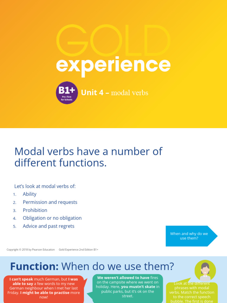 Gold B1+ Unit 4 - Modal Verbs | PDF