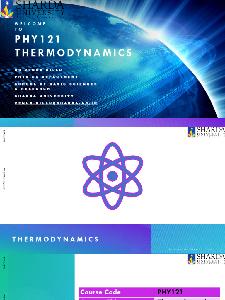 Lecture 1.0 Unit 1 Welcome To PHY121 | PDF | Thermodynamics | Entropy