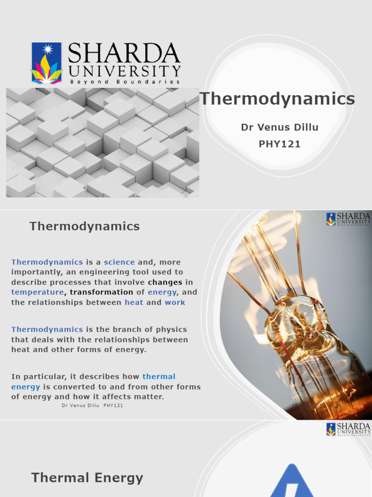 Lecture 1.1 Unit 1 Introduction To Thermodynamics PHY121 | PDF ...
