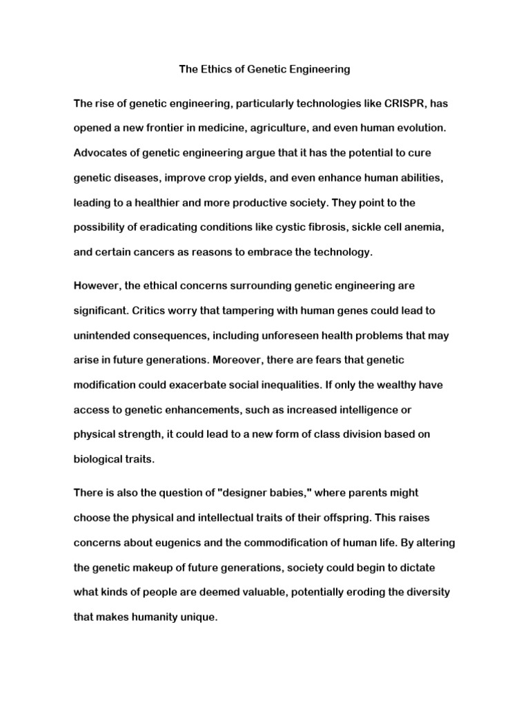 The Ethics of Genetic Engineering | PDF