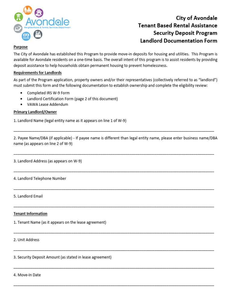 TBRA Landlord Documentation and Certification Form | PDF