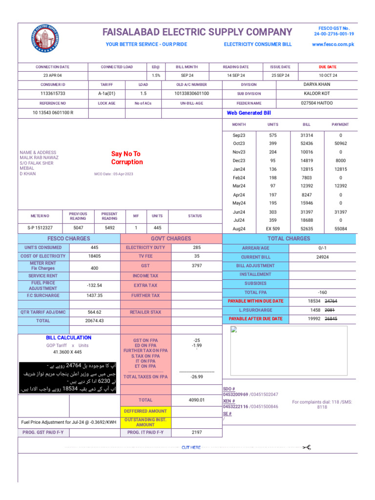 Fesco Online Bill | PDF
