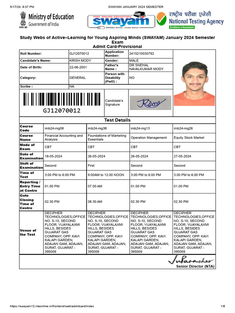 Swayam January 2024 Semester | PDF