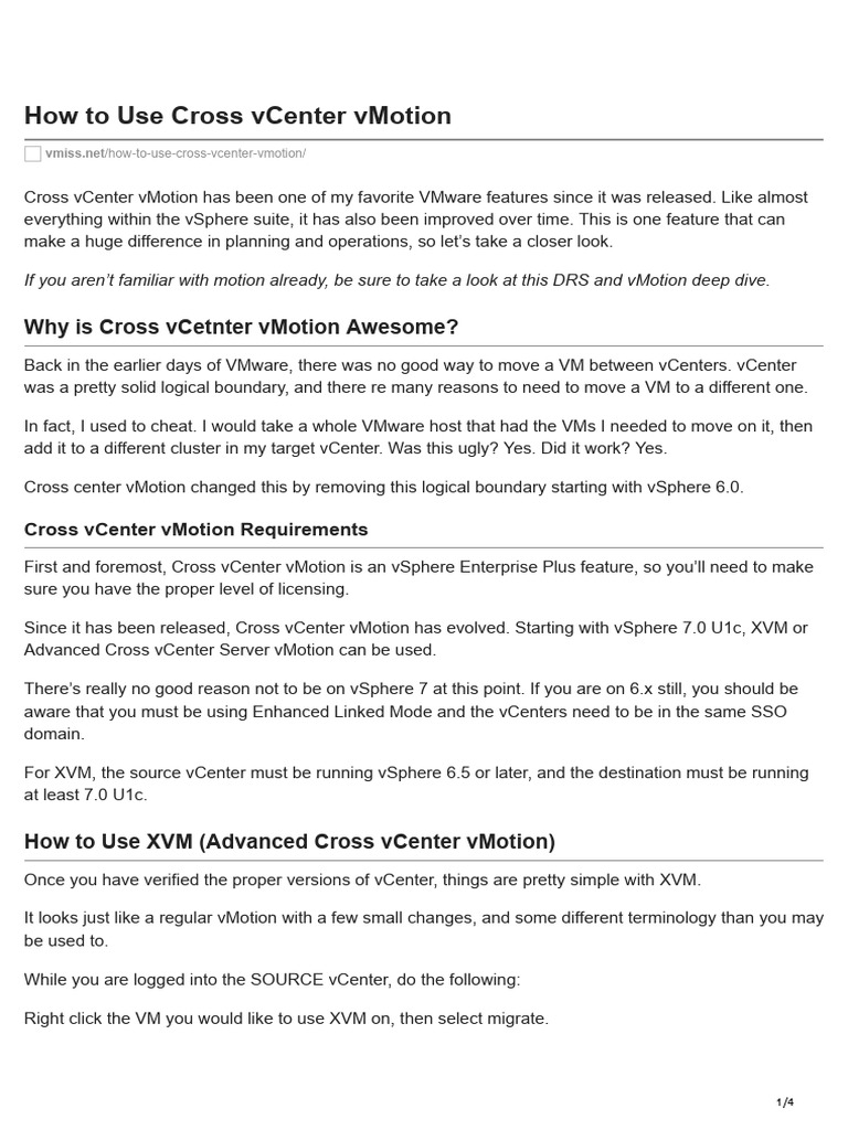 How To Use Cross Vcenter Vmotion | PDF