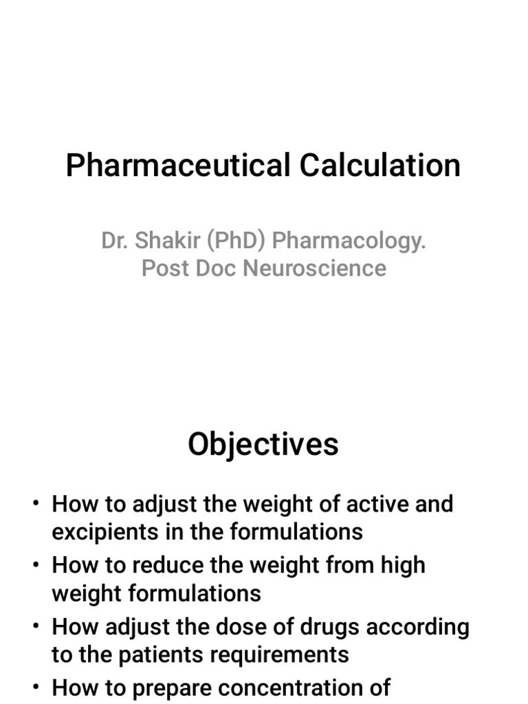 Pharmaceutical Calculation | PDF