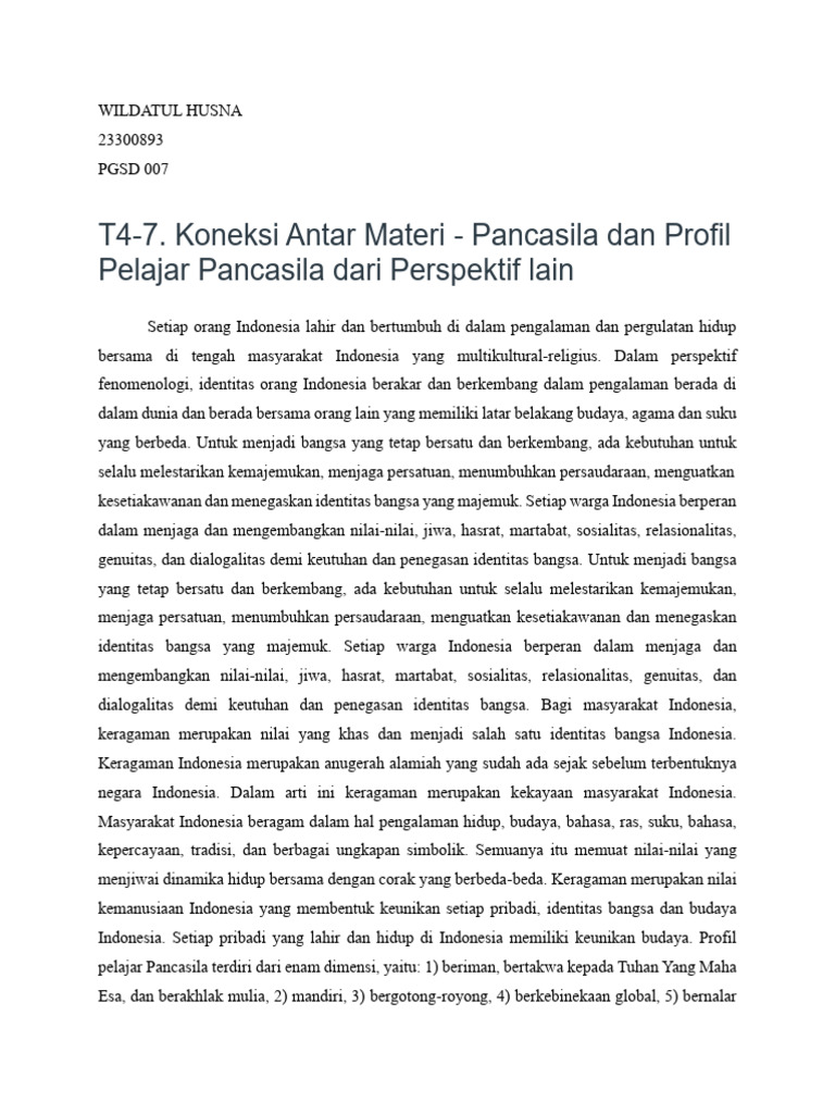 T4-7. Koneksi Antar Materi - WILDATUL HUSNA | PDF