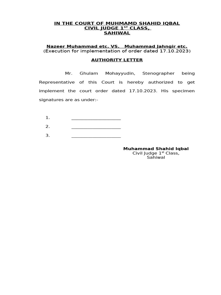 Authority Letter Execution Petition | PDF