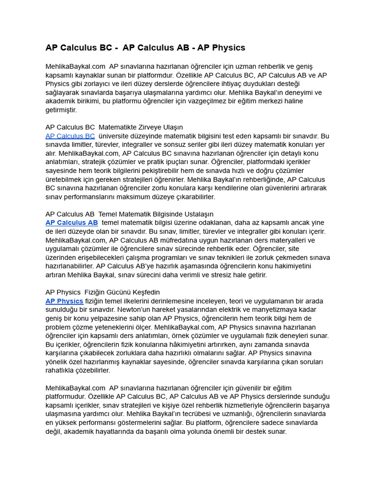 AP Calculus BC - AP Calculus AB - AP Physics | PDF | Calculus ...