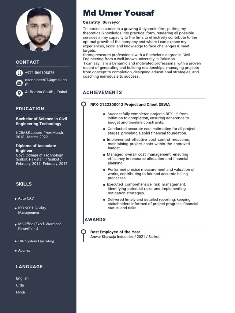 CV Quantity Surveyor | PDF