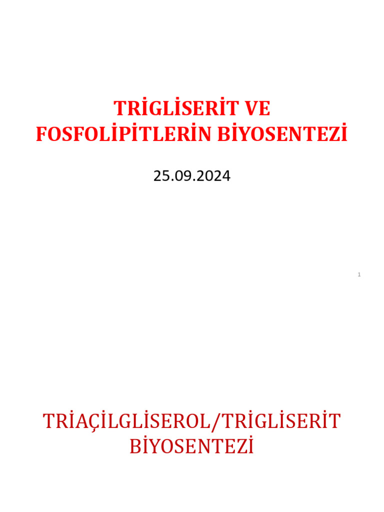 12) Trigliserit Ve Fosfolipid Biyosentezi | PDF