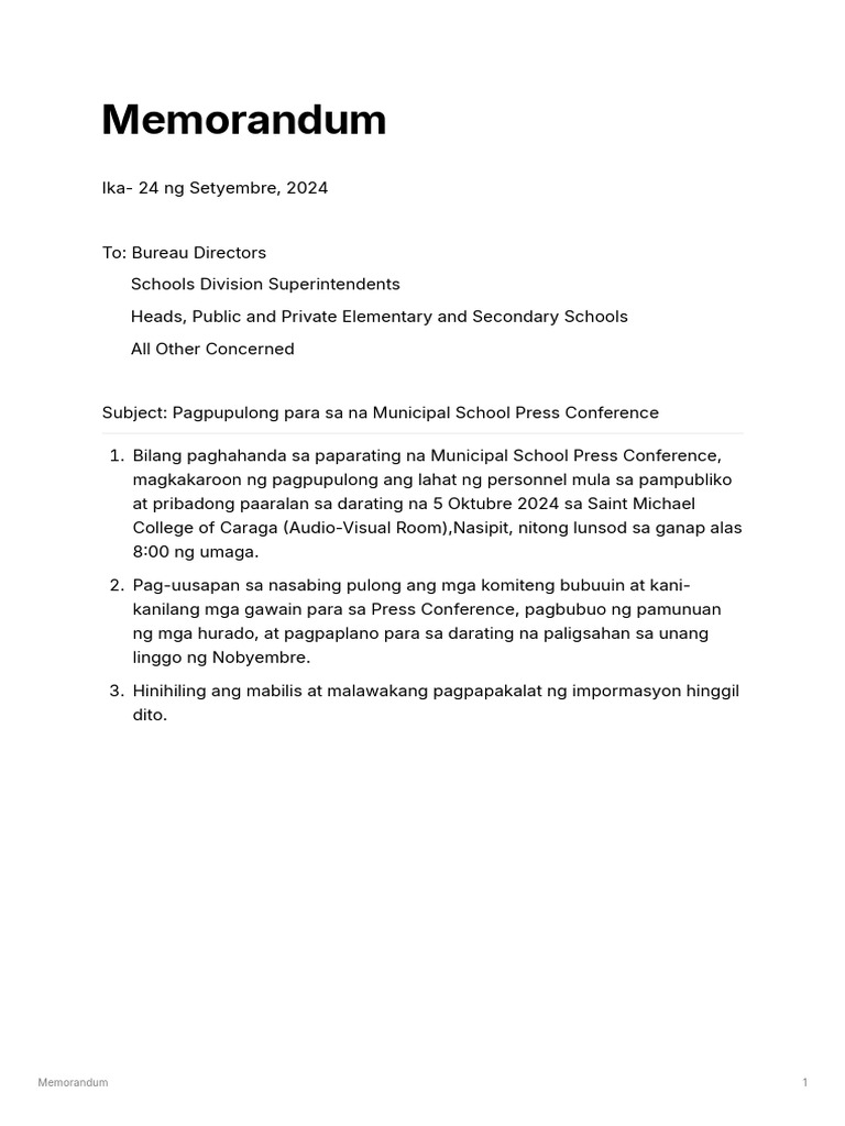 Memorandum 2 | PDF