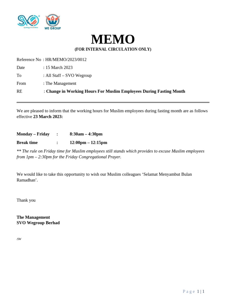 2023 Change in Working Hours For Muslim Employees During Fasting Month ...