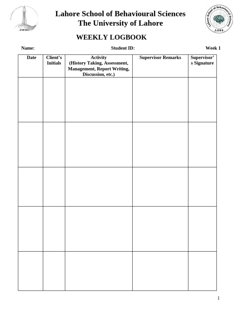 Weekly Logbook | PDF