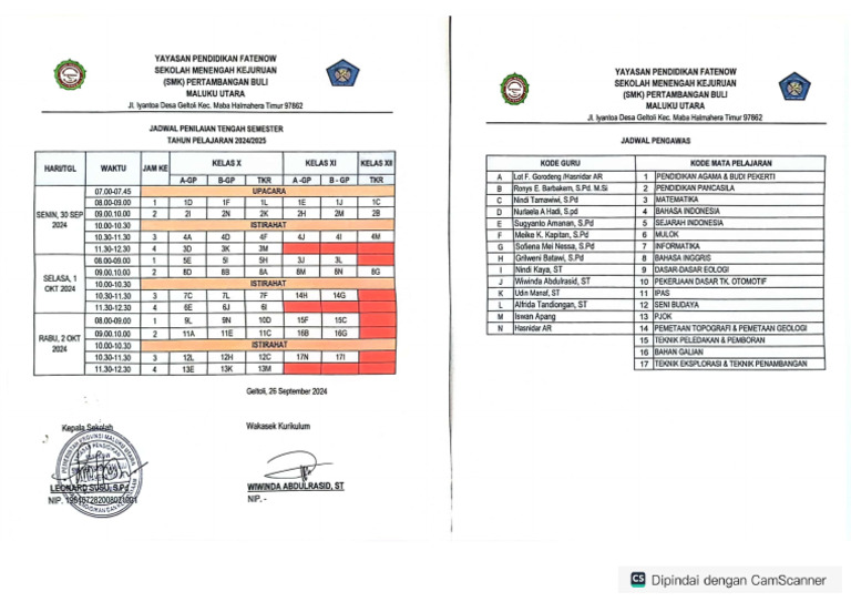 Jadwal UTS Tahun Ajaran 2024-2025 | PDF