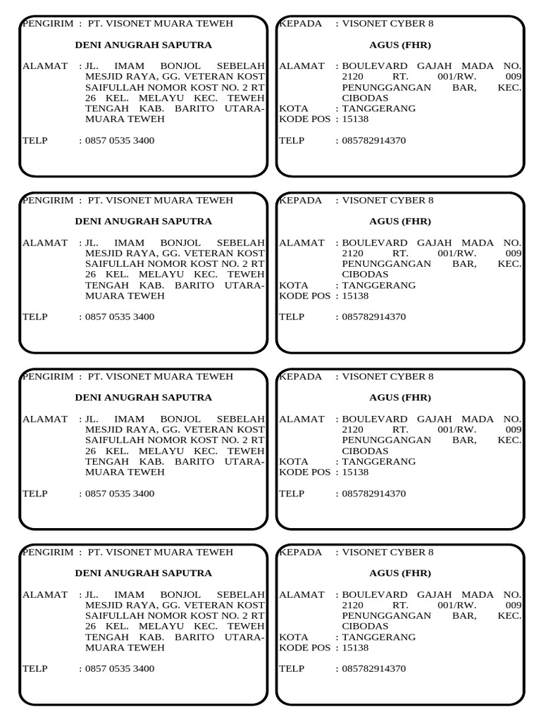Alamat Deni Saputra | PDF