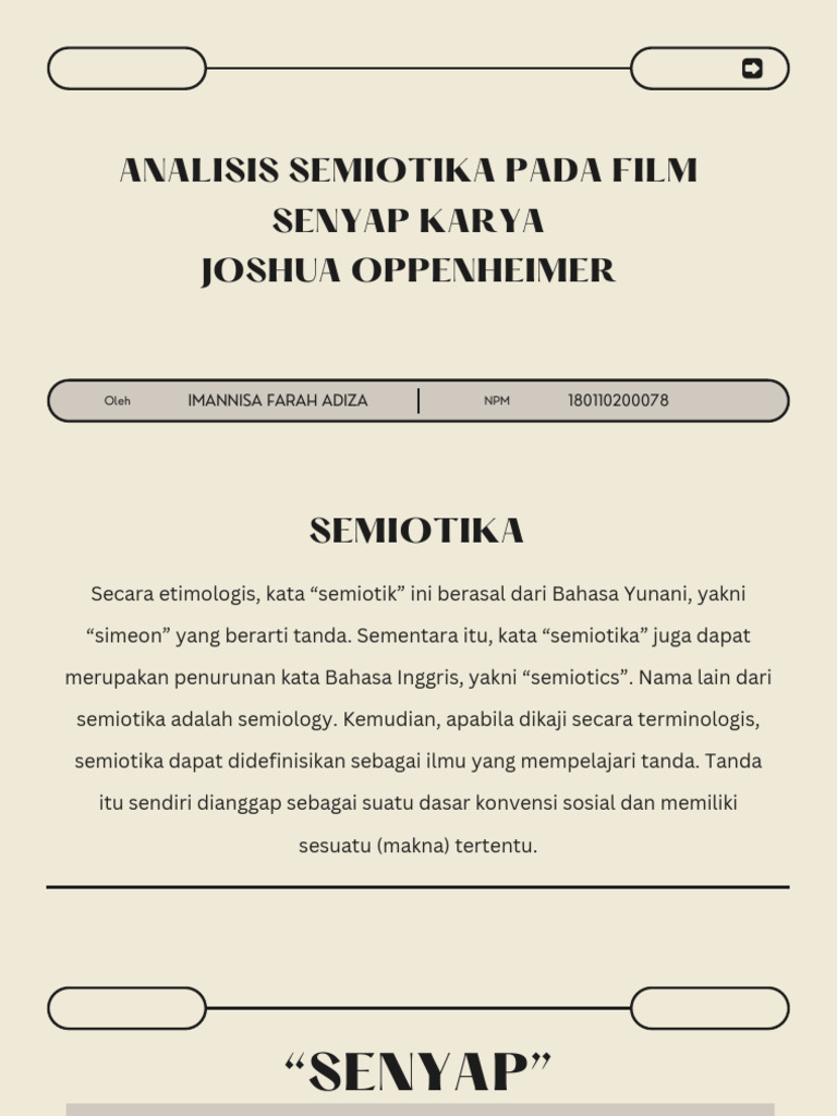 Analisis Semiotik Pada Film Senyap | PDF