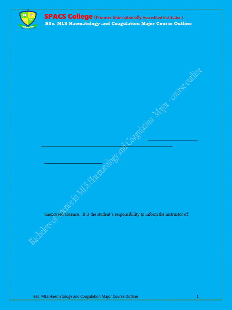 Lecture Note Guide BSc. MLS Hematology Major - Semester 5 Aug - Dec ...