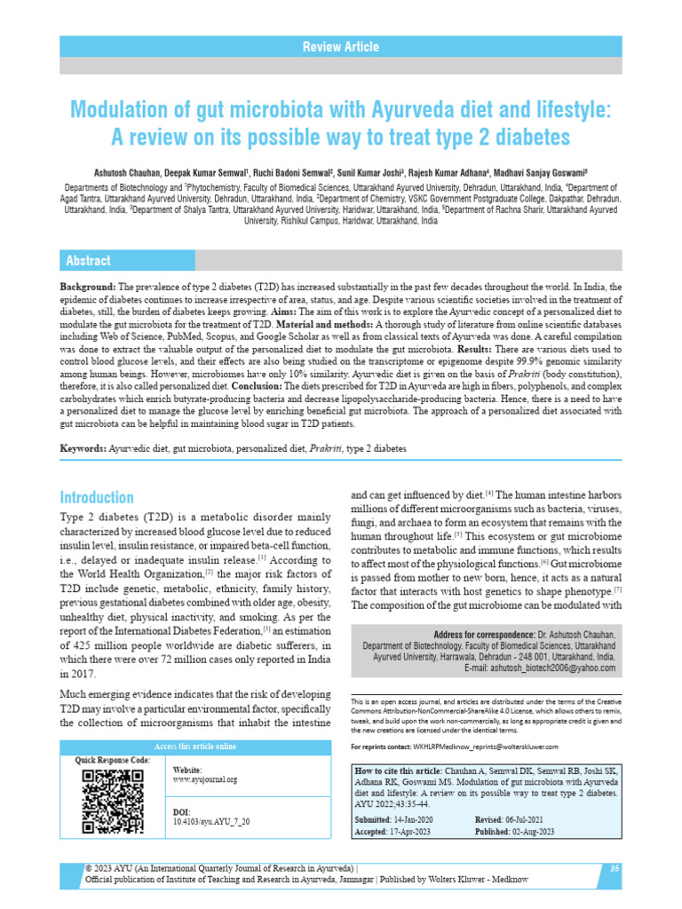 Modulation of Gut Microbiota With Ayurveda Diet.2 | PDF