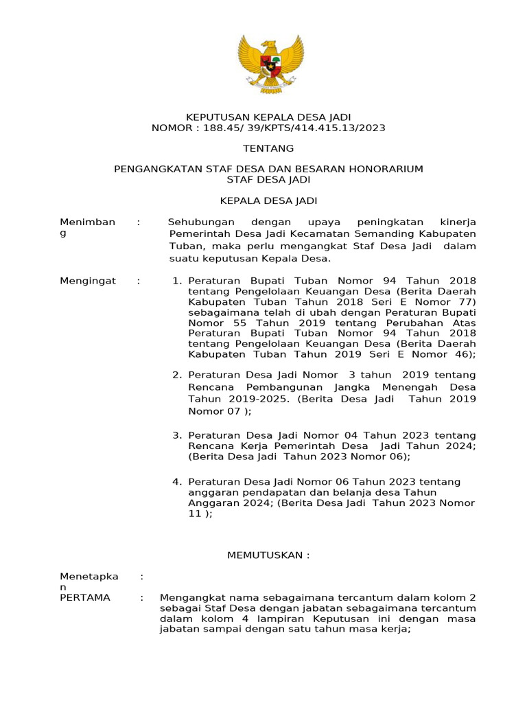 SK STAF Desa | PDF
