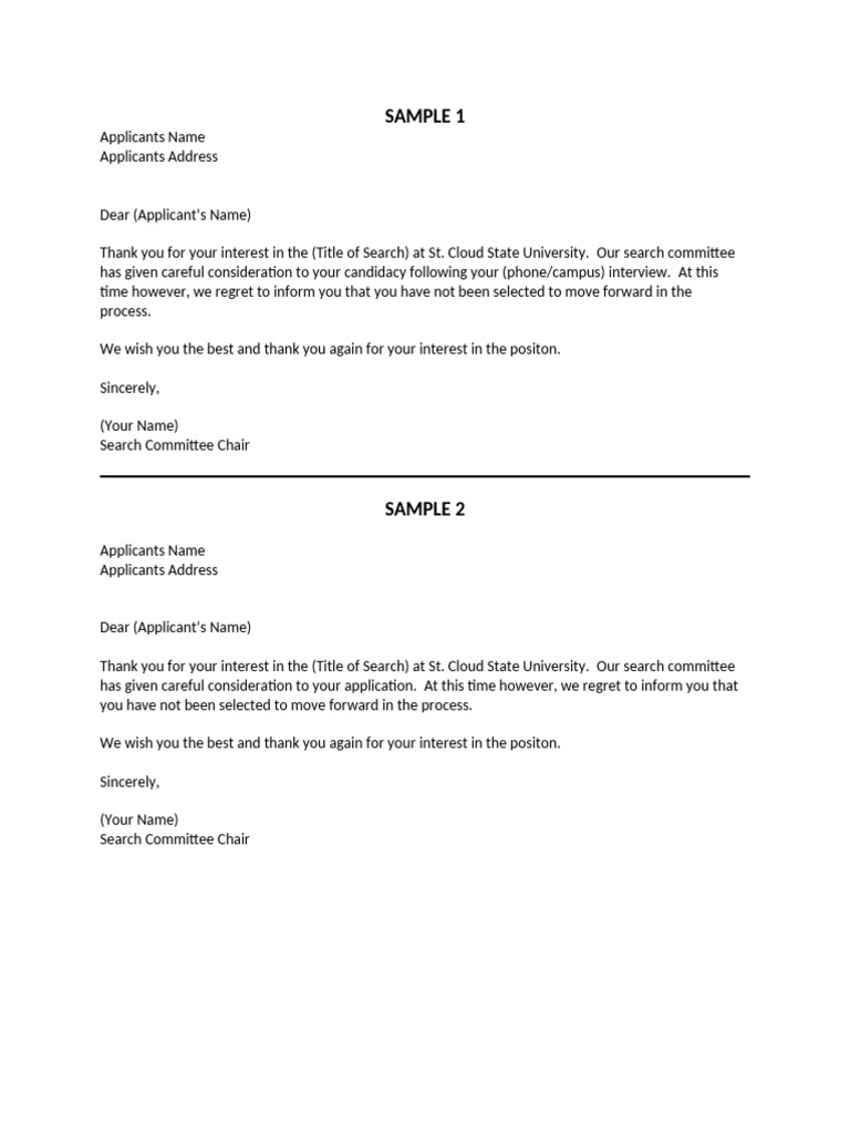 Regret Letter for Job Applicants | PDF | Career & Growth
