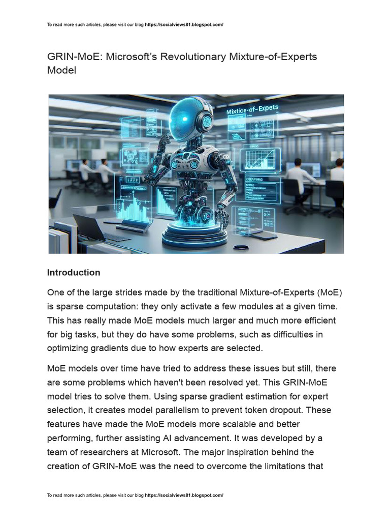 GRIN-MoE: Microsoft's Revolutionary Mixture-Of-Experts Model | PDF | Artificial Intelligence ...