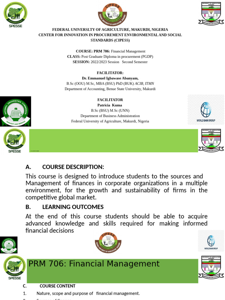 PRM 706 Financial Management | PDF