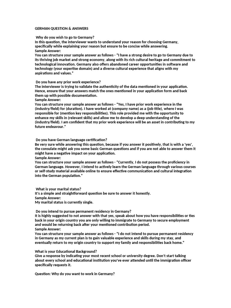 German Job Interview Q&A Guide | PDF | Experience | Job Interview